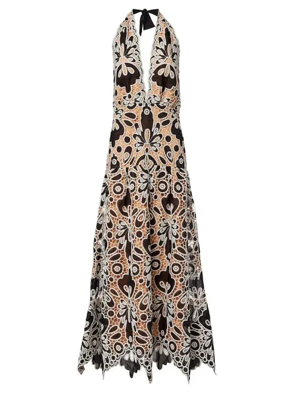 Johanna Ortiz Lace Guipure Maxi Dress - Beige
