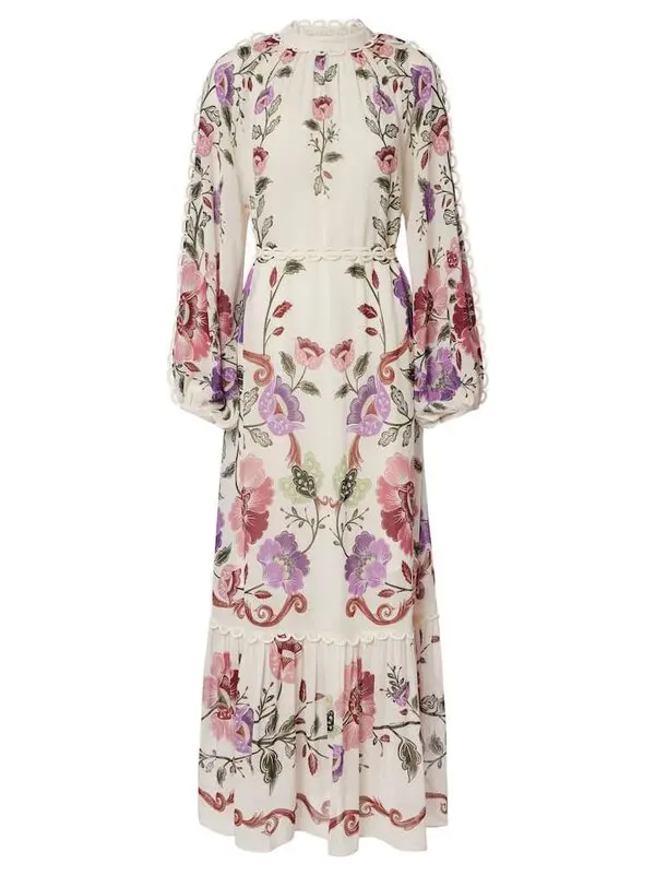 Farm Rio Floral Rococo Maxi Dress - White