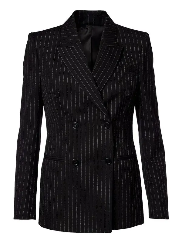 Alexander McQueen Pinstripe Double-breasted Wool Blazer - Black
