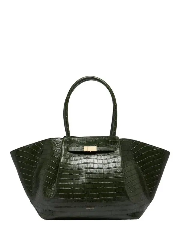 DEMELLIER Croc-effect Leather Tote Bag - Green