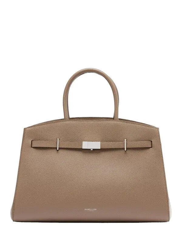 DEMELLIER Hudson Midi Leather Top-handle Bag - Beige