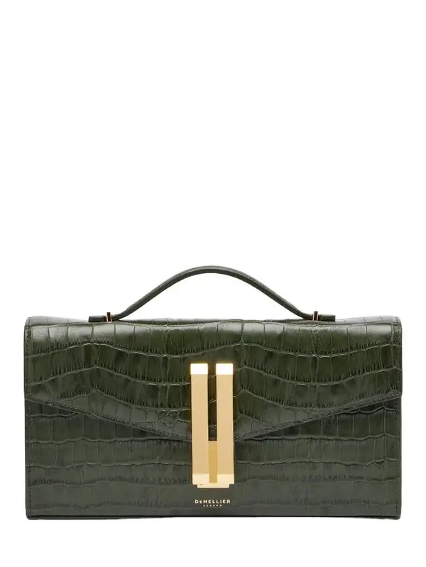 DEMELLIER Vancouver Croc-effect Leather Clutch - Green
