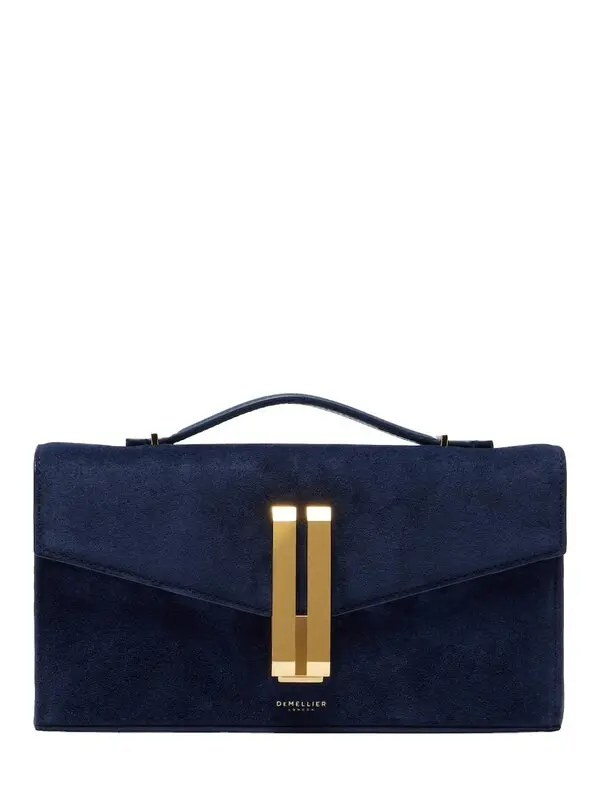 DEMELLIER Vancouver Leather-trimmed Suede Clutch - Blue