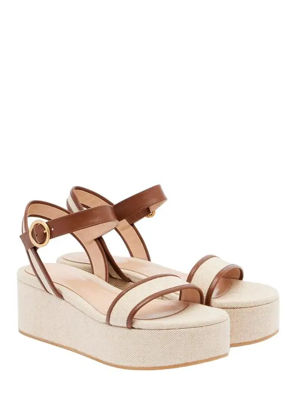 GIANVITO ROSSI Canvas Platform Sandals - Brown