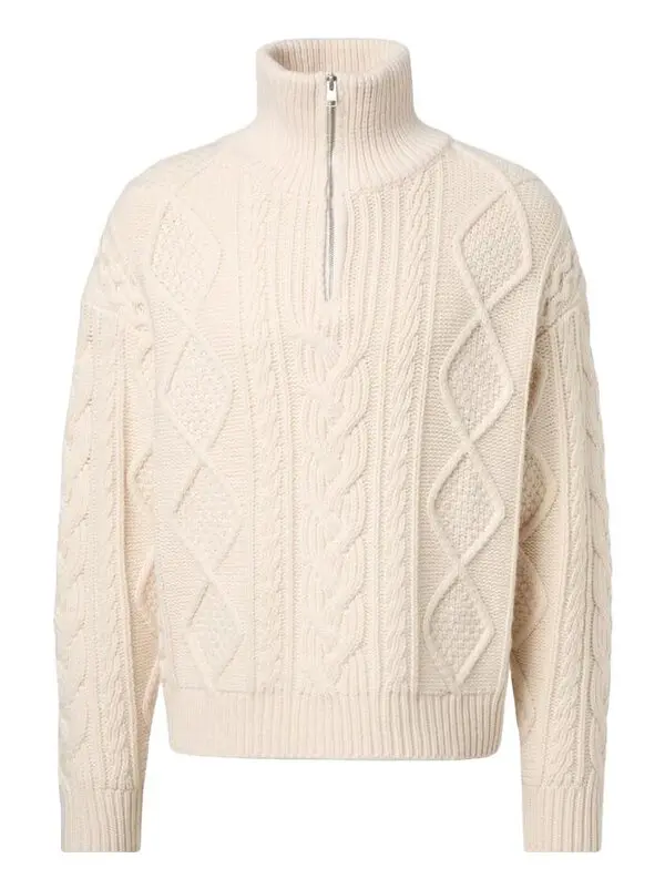 FRAME Cable-knit Wool And Cashmere Sweater - White