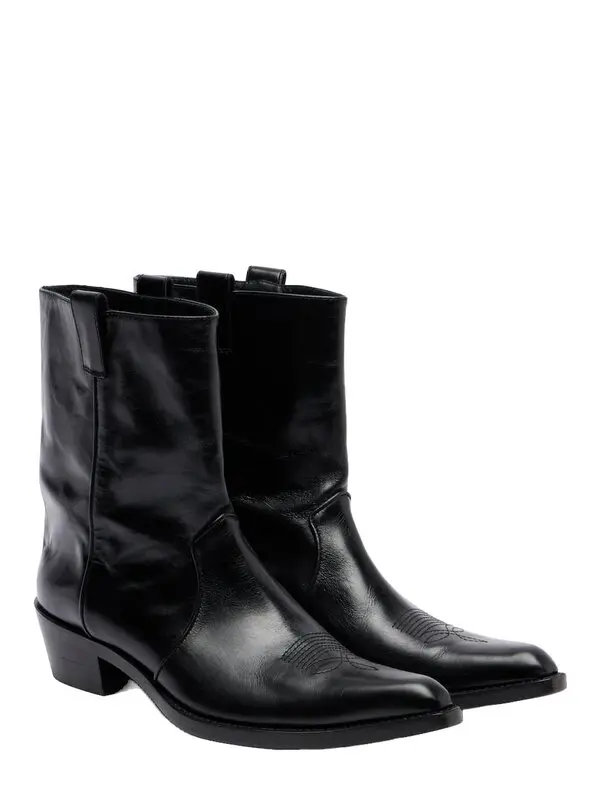 Khaite Clive Leather Ankle Boots - Black