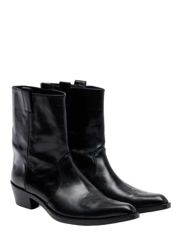 Khaite Clive Leather Ankle Boots - Black