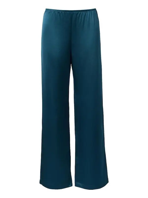 LESET Barb Satin Wide-leg Pants - Blue