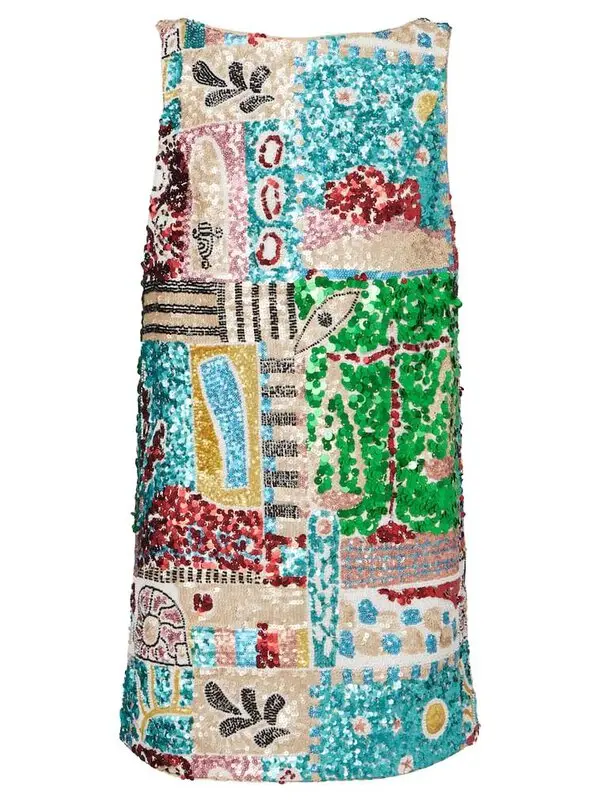 ALEMAIS Alémais X Lrnce Jazz Sequined Linen Minidress - Multicoloured
