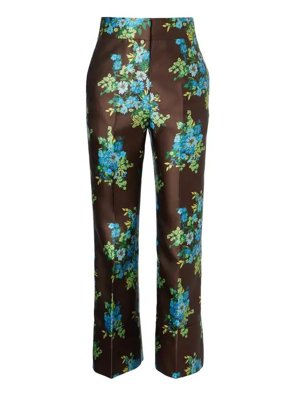 ALEMAIS Alémais Floral Bootcut Pants - Brown