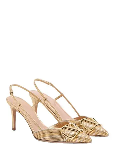 Valentino Garavani Vlogo Signature Metallic Slingback Pump - Gold