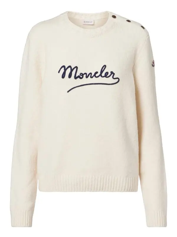Moncler Embroidered Cotton-blend Sweater - White