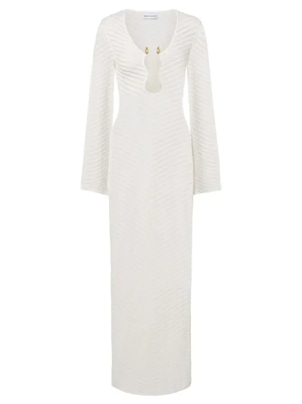 Rebecca Vallance Cassis Chevron Knitted Maxi Dress - White
