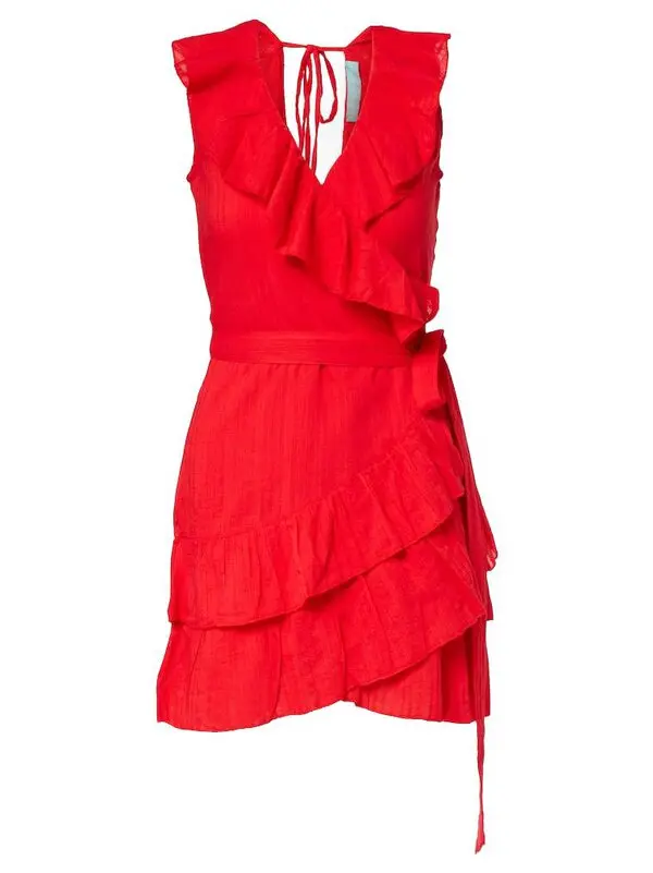 Melissa Odabash Molly Ruffled Wrap Dress - Red