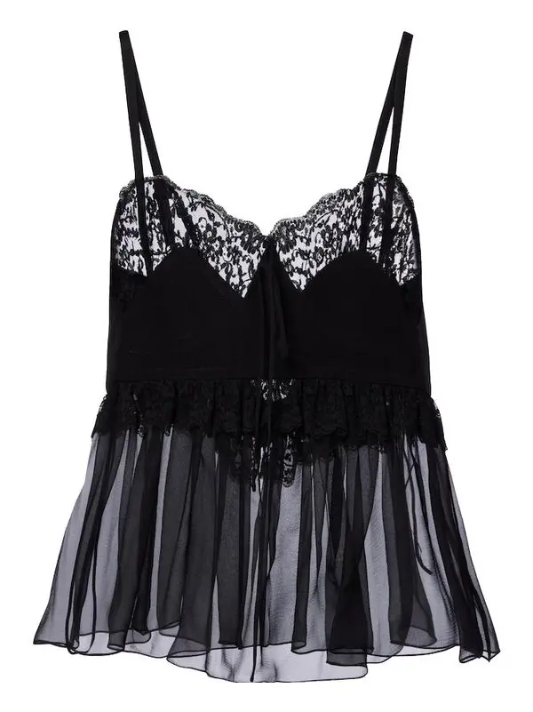 Chloé Ruffled Silk Crêpe De Chine Top - Black