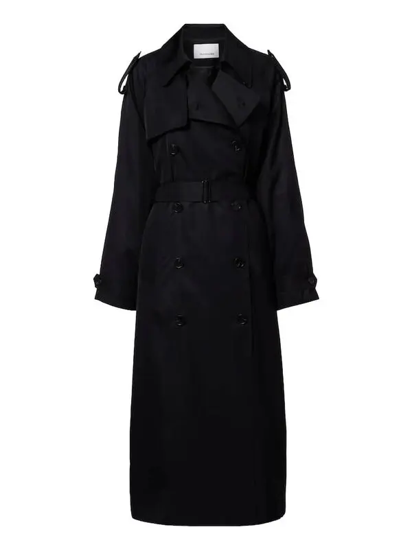 THE FRANKIE SHOP Veyron Double-breasted Twill Trench Coat - Black