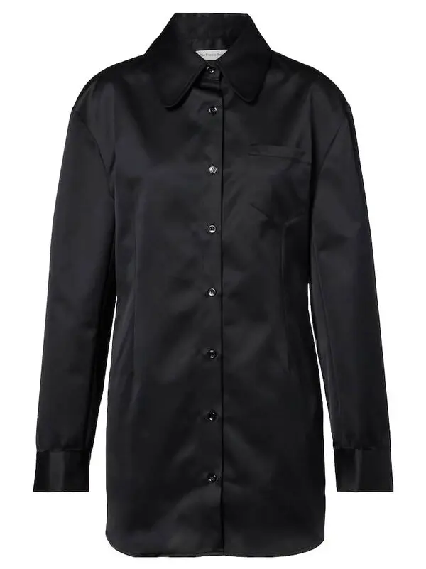 THE FRANKIE SHOP Akita Satin Shirt Dress - Black
