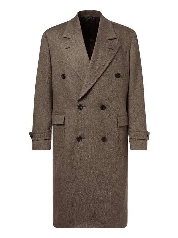 Thom Sweeney Double-breasted Wool Twill Overcoat - Brown