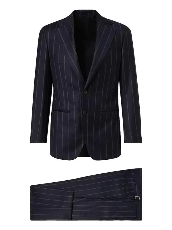 Thom Sweeney Chalk Stripe Wool And Cashmere Suit - Blue