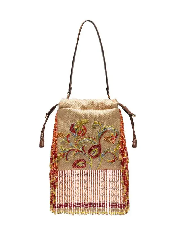 Etro Kalispera Small Embroidered Pouch - Beige