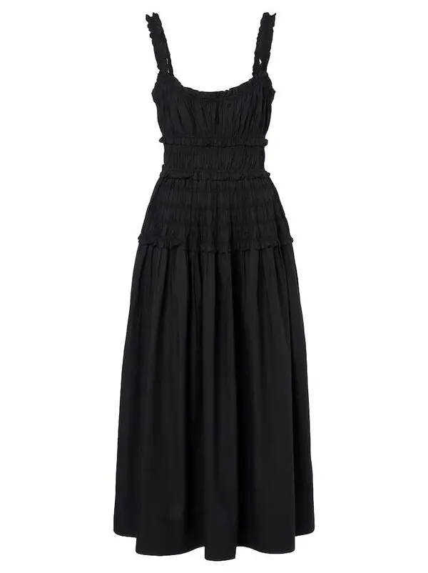 DÔEN Marianne Cotton Poplin Midi Dress - Black