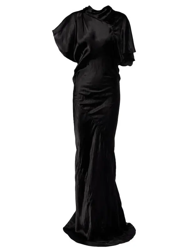 Rick Owens Draped Satin Gown - Black