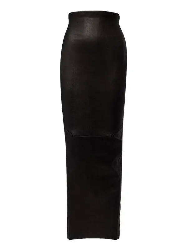 Rick Owens Dirt Pillar Leather Maxi Skirt - Black