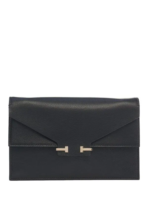 TOM FORD Mini Double T Leather Shoulder Bag - Black