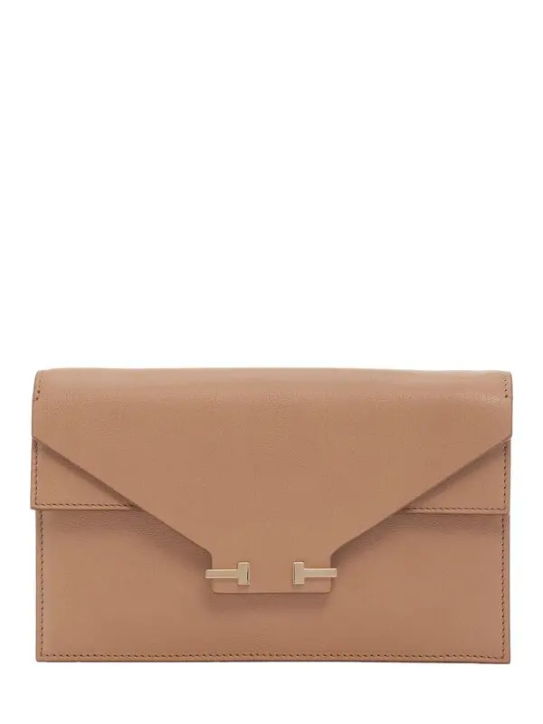 TOM FORD Mini Double T Leather Shoulder Bag - Rhum