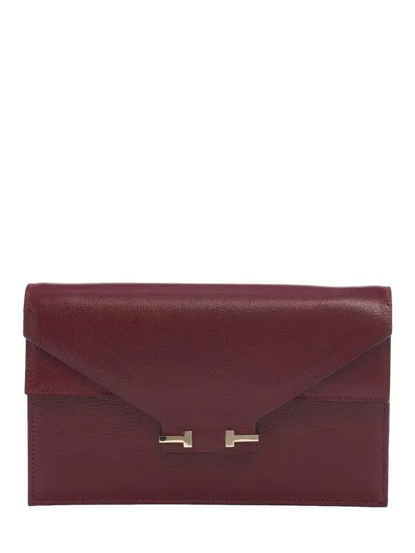 TOM FORD Mini Double T Leather Shoulder Bag - Ruby Red