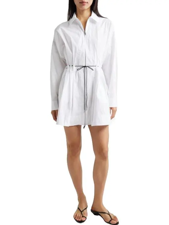 Staud Chi Long Sleeve Mini Shirtdress - White