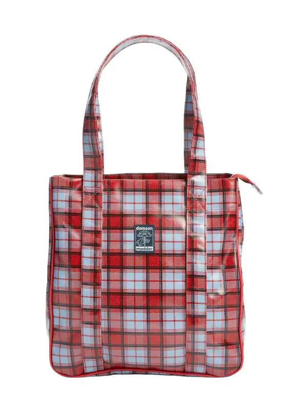DAMSON MADDER Checkered Recycled-cotton Tote - Red/blue Multi