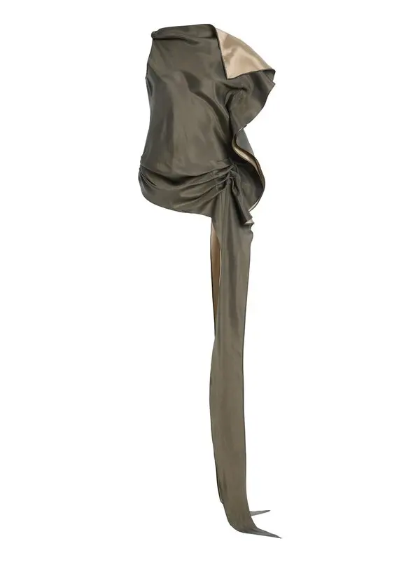 KALLMEYER Elif Ruffled Silk Top - Dark Grey