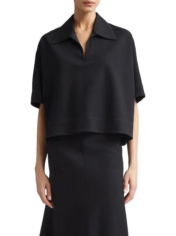 JIL SANDER Crop Rib Polo - Black