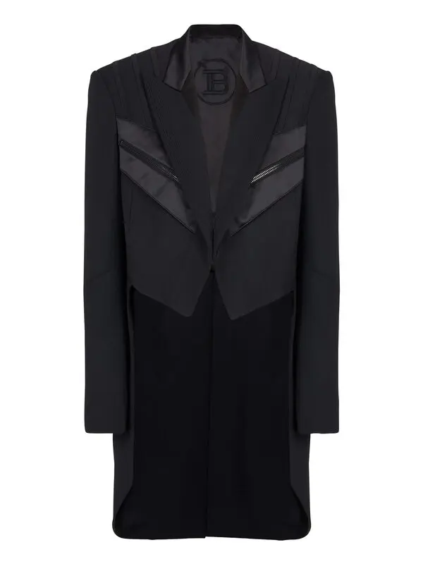 Balmain Blazer With Satin Tailcoat - Black