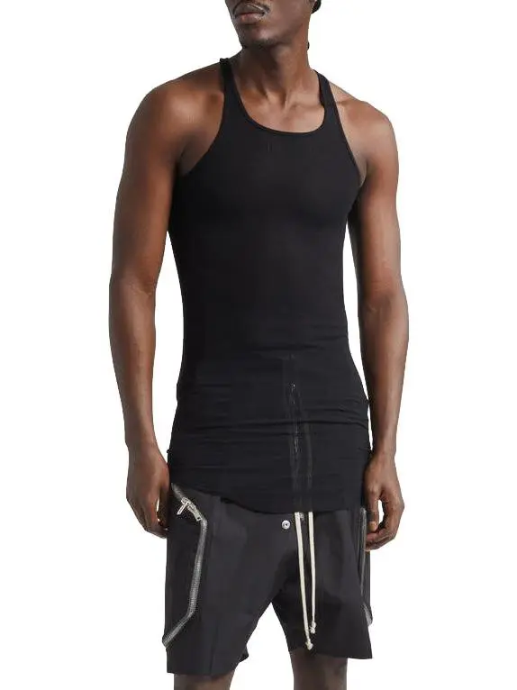 Rick Owens Basic Longline Cotton Rib Tank - Black