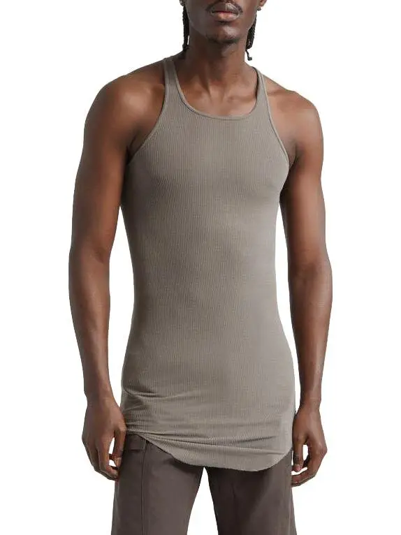 Rick Owens Basic Longline Cotton Rib Tank - Dust