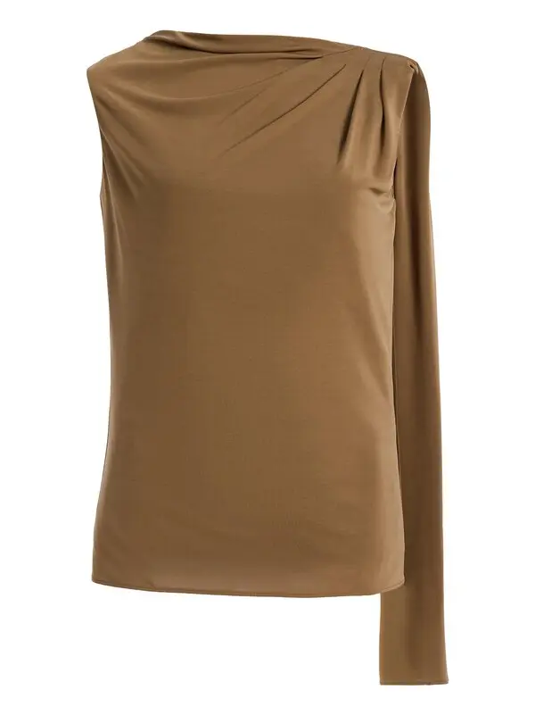 KALLMEYER Floriana Asymmetrical Draped Top - Brown