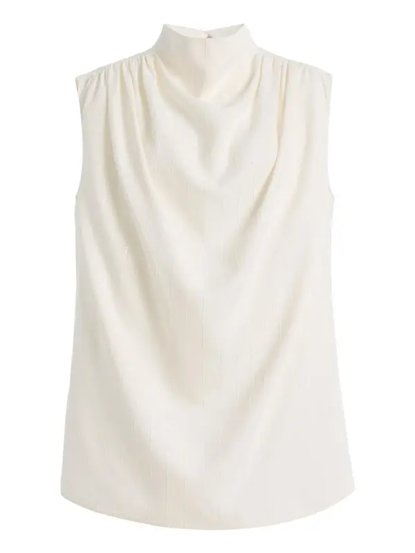 KALLMEYER Sleeveless High Neck Top With Ruched Bodice - Ivory