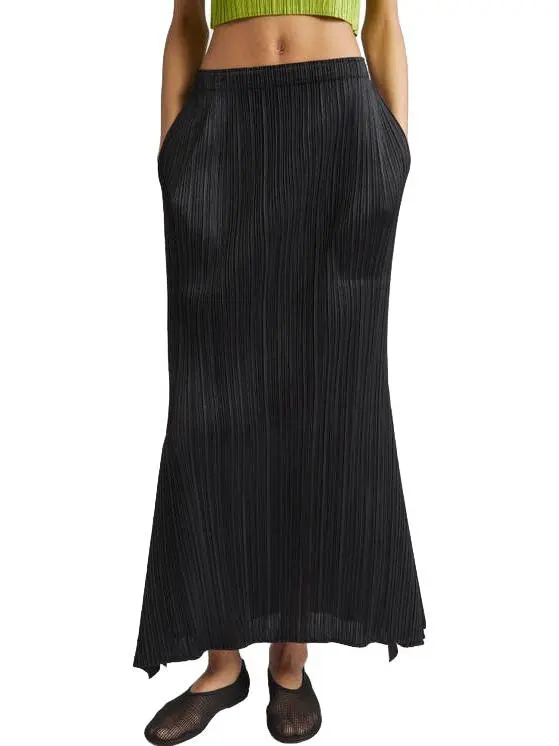 Issey Miyake Long Pleated A-line Skirt - Black