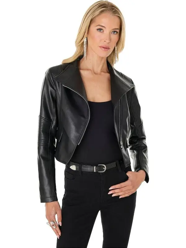 THE NOLI SHOP Katalina Moto Leather Jacket - Black