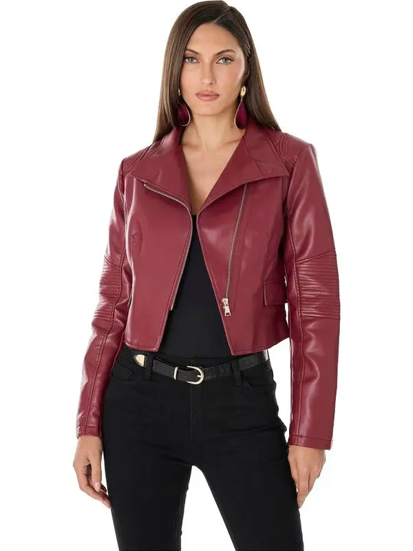THE NOLI SHOP Katalina Moto Leather Jacket - Merlot