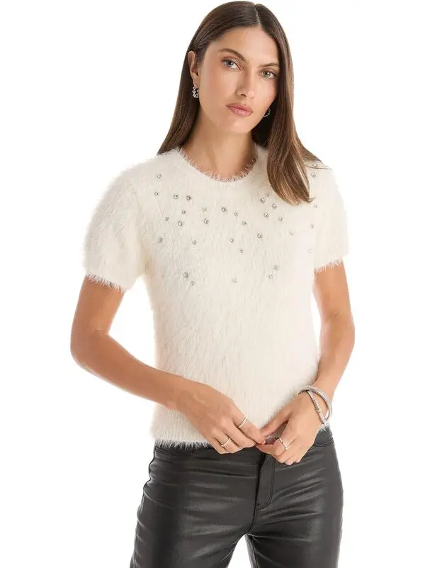 THE NOLI SHOP Fluffy Sweater Top - White