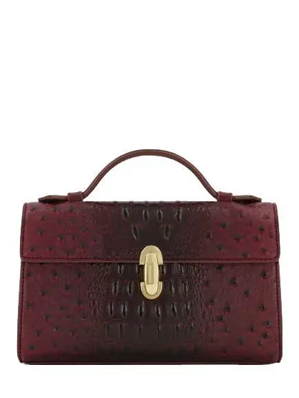 THE NOLI SHOP Danica Ostrich Clutch - Merlot