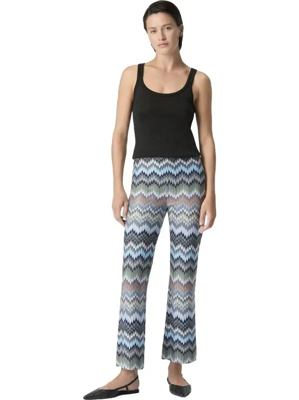 Missoni Chevron Snake-pattern Viscose Flared Trousers - Green& Brown