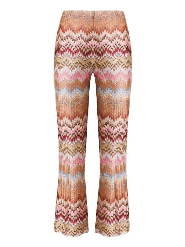 Missoni Flared Viscose Chevron Snake Motif Trousers - Orange