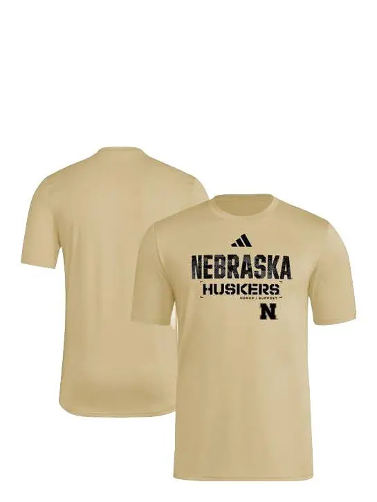 Adidas Nebraska Huskers 2025 Military Appreciation Pre-game Aeroready T-shirt - Natural
