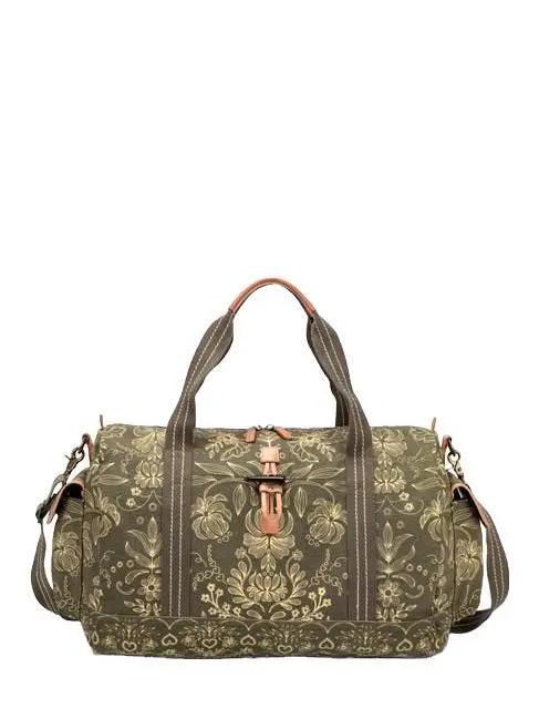 TSD BRAND Canvas Weekender Bag - Olive Cream