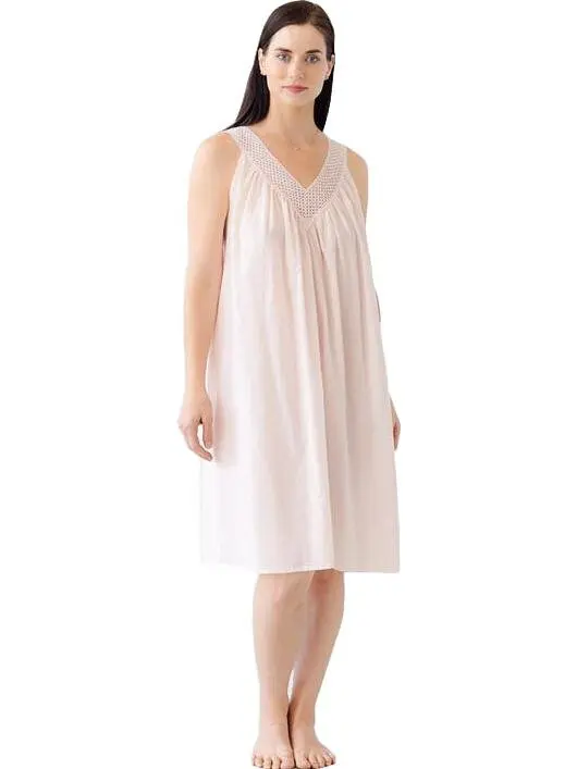 SALUA Cotton Poplin Gown With Crochet Detail - Rosewater