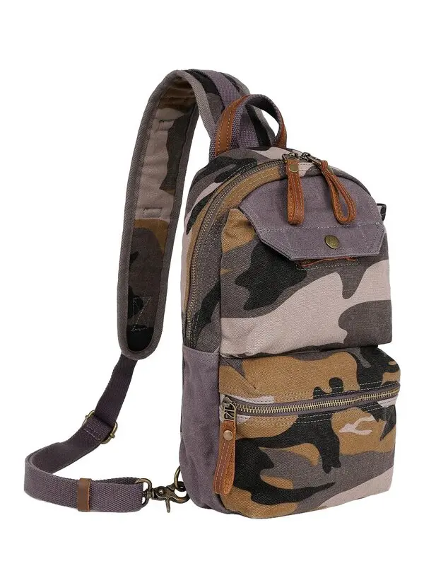 TSD BRAND Mountain Leaf Sling Bag - Grey Camo